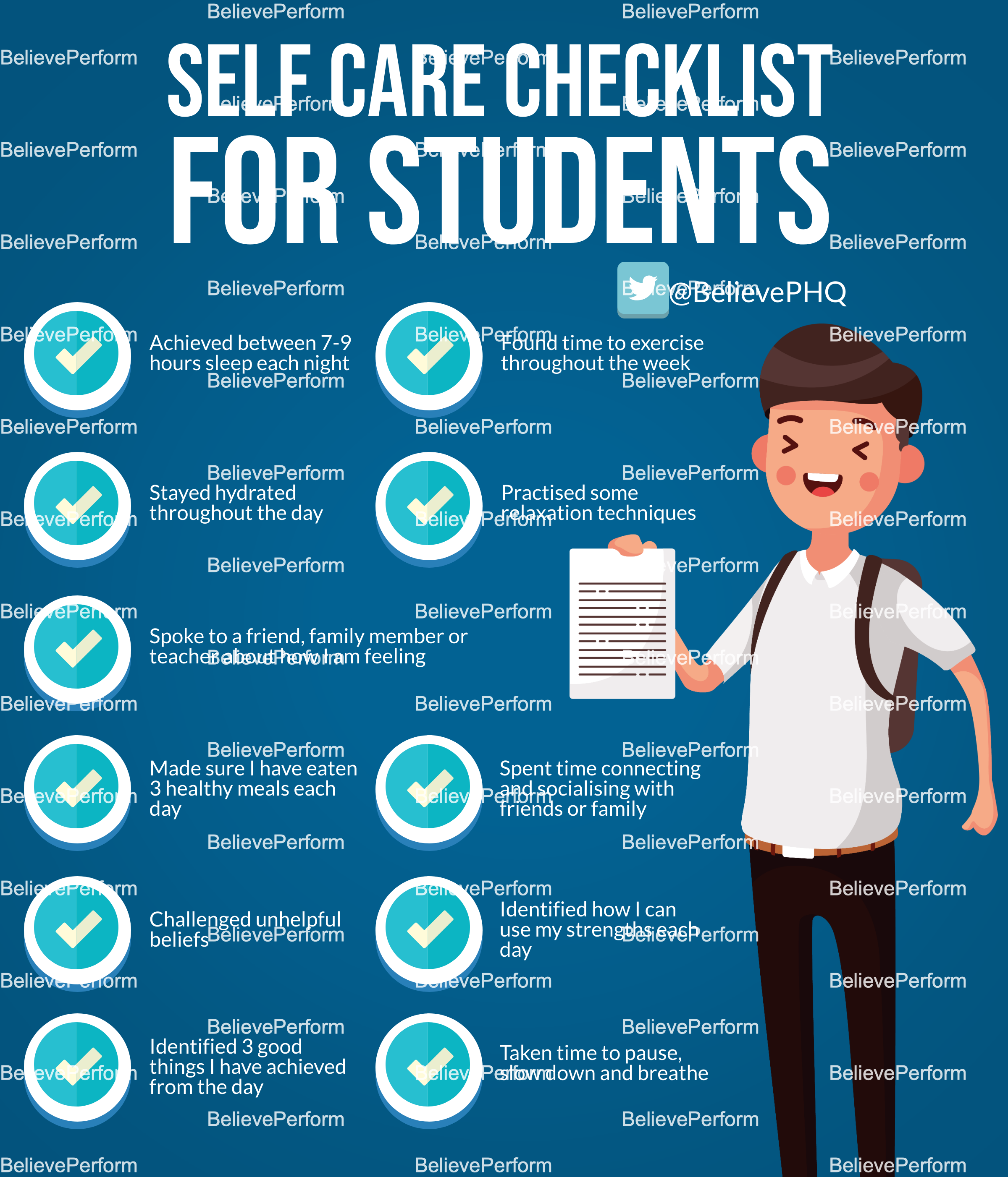 Self Care Checklist For Students BelievePerform The UK s Leading